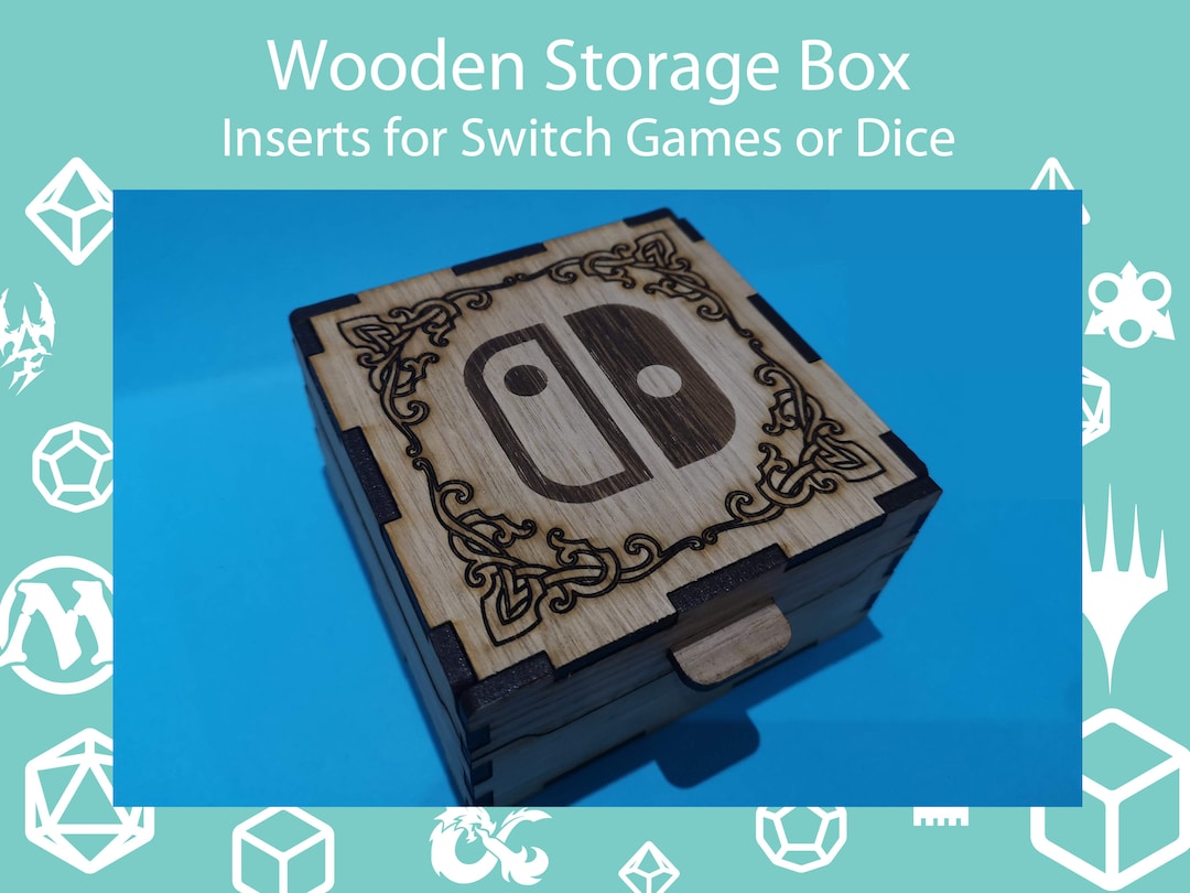 Wooden Nintendo Switch Game or Dice (D20/D6) Storage Box - Veneered MDF ...