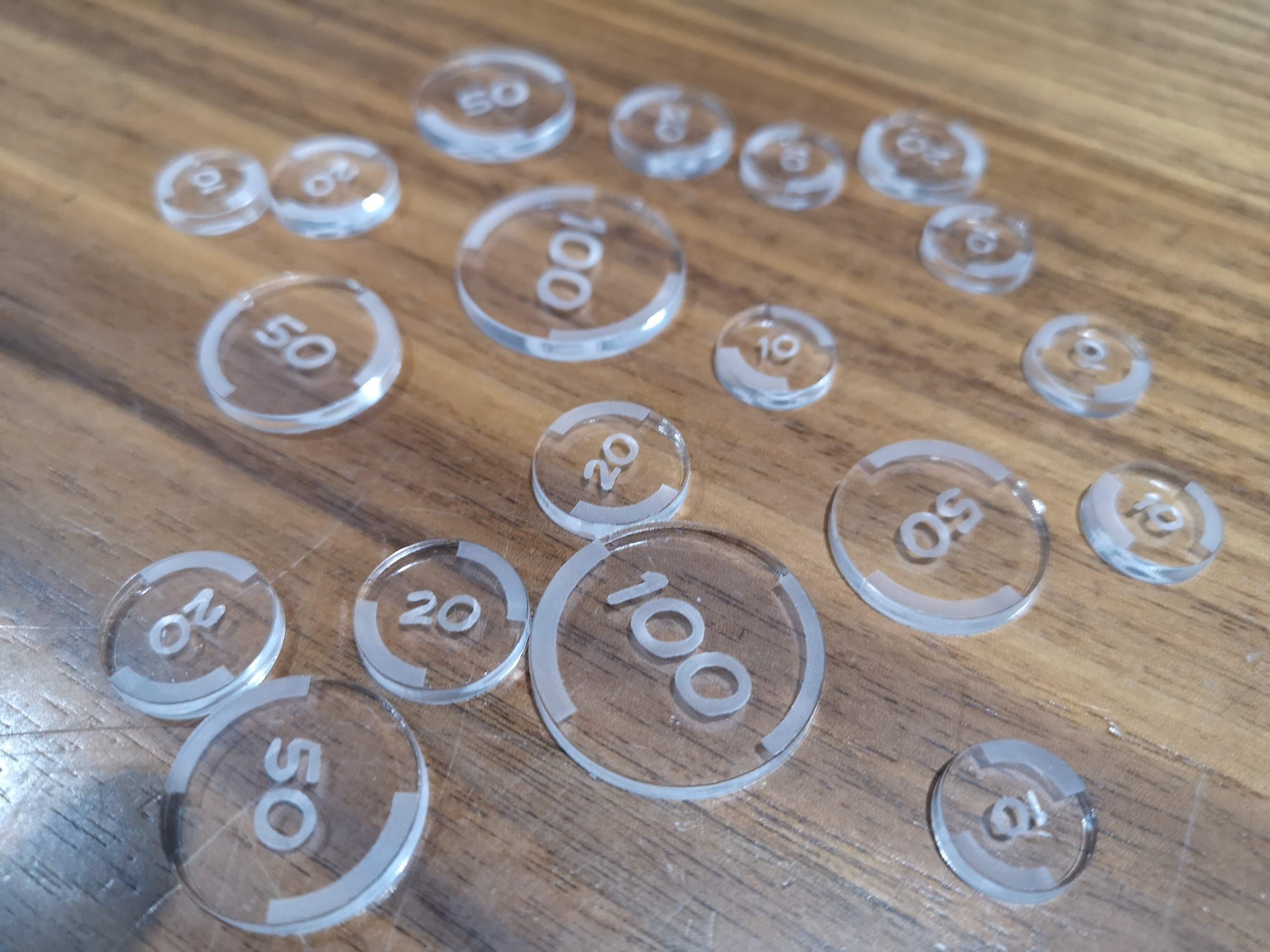 Schadens Token Set (x20). Acryl Token in verschiedenen Farben. - Etsy.de