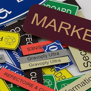 Labels and Signage - 2 Ply Acrylic (gravoply) . Suitable for Indoor and ...