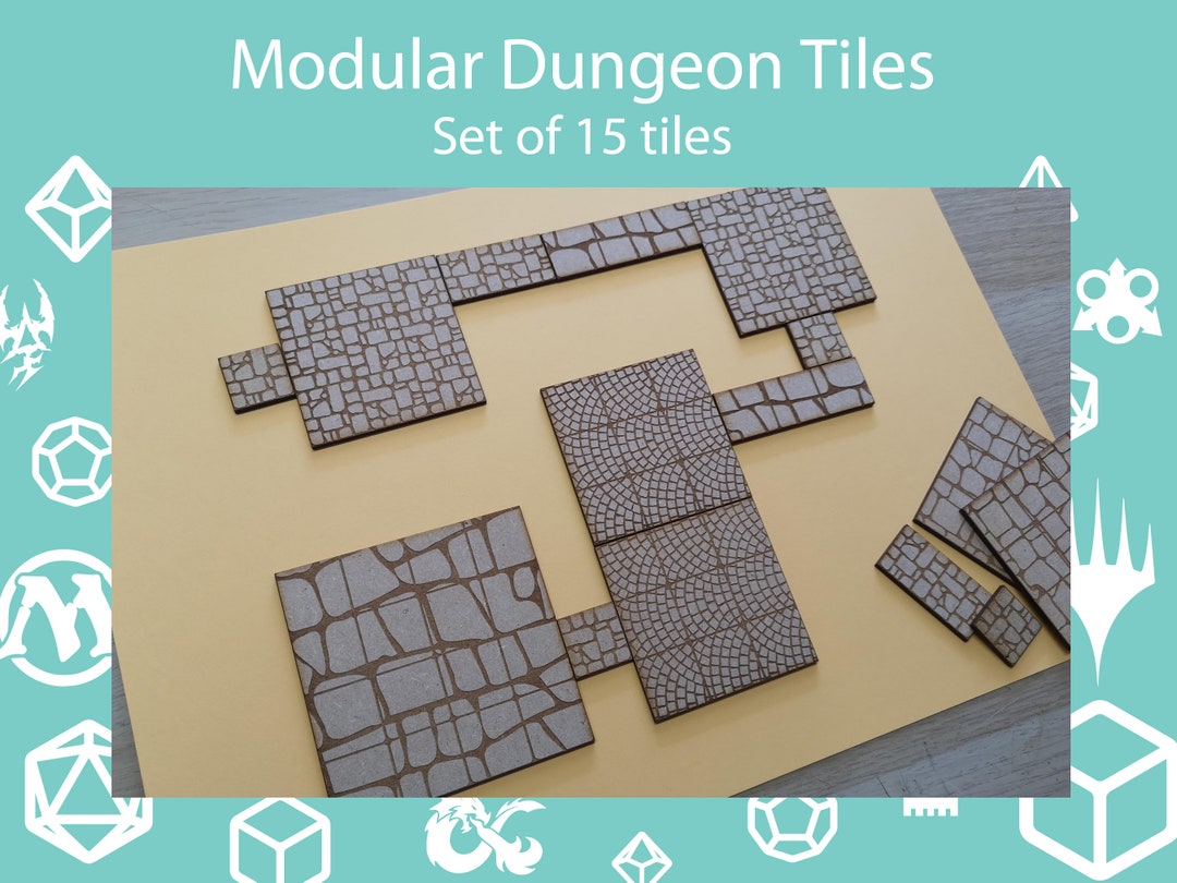 Modular Dungeon Tiles 15 Mixed Stone Tile Pieces Made of Engraved MDF ...