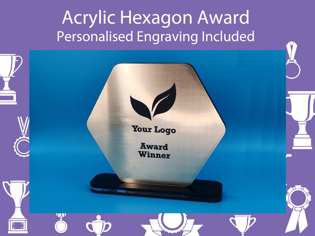 Personalisable Acrylic Hexagon Award. Perfect Trophy for Work or ...