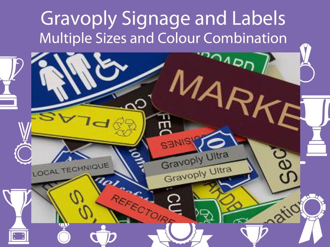 Labels and Signage - 2 Ply Acrylic (gravoply) . Suitable for Indoor and ...