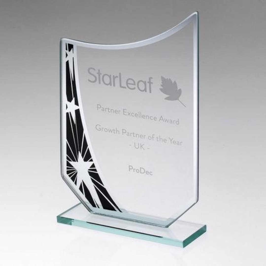 Jade Glass Curved Plaque With Black/silver Star Design (4mm Thick ...