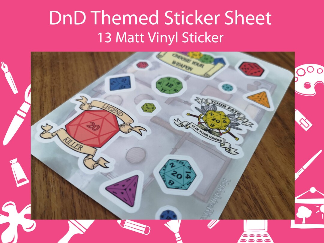 Dungeons and Dragons Themed Matt Vinyl Sticker Sheet - 3 Large Dnd ...