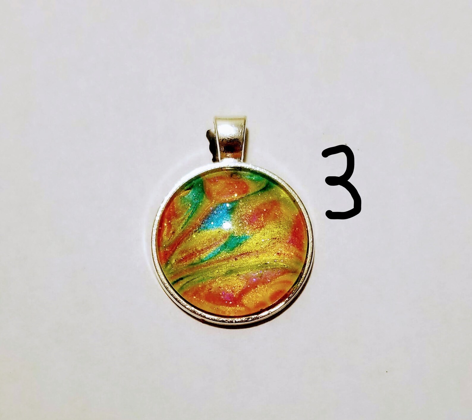 Paint Pour Circle Necklace Pendant Lisa Frank Sticker | Etsy