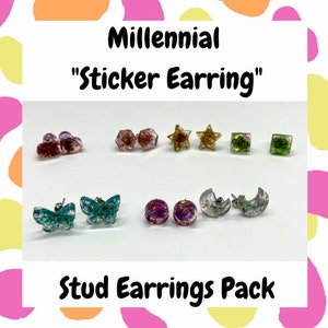 Millennial "sticker Earring" Stud Pack - Days of the Week Earrings ...