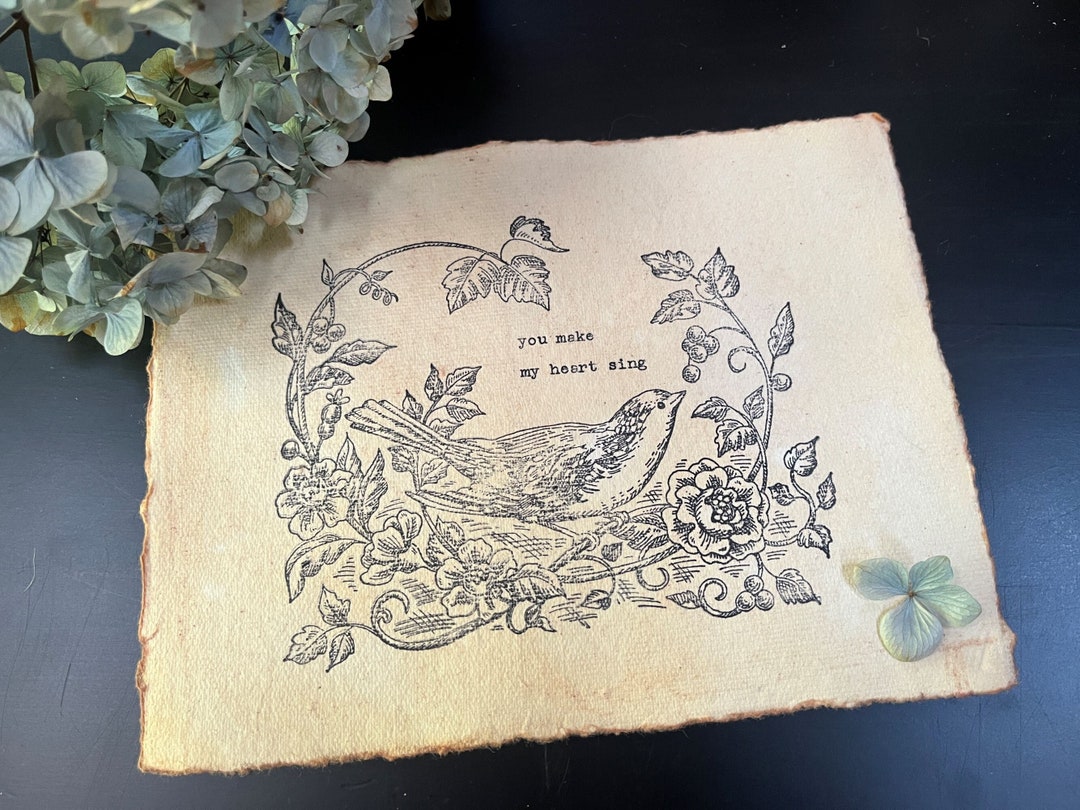 Handmade Typewriter Print on Cotton Paper: 6x8 Typed Hand Stamped Bird ...