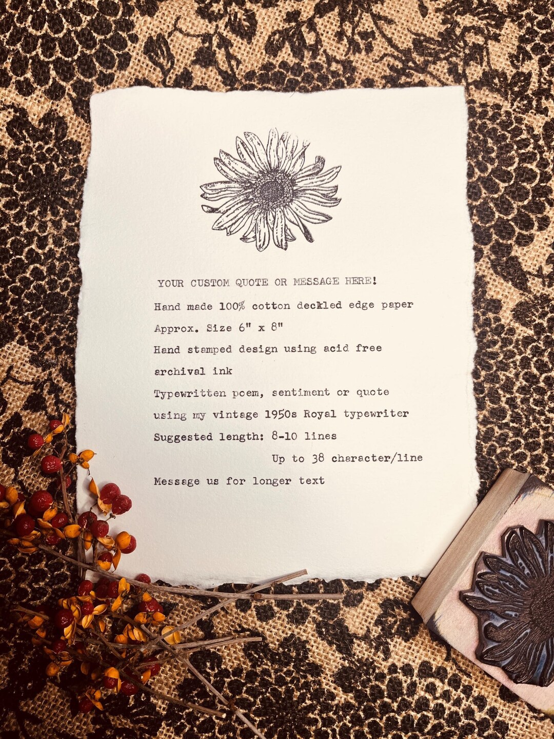 Handmade 6 X 8 Typewriter Print: Hand Typed & Hand Stamped Typewritten ...