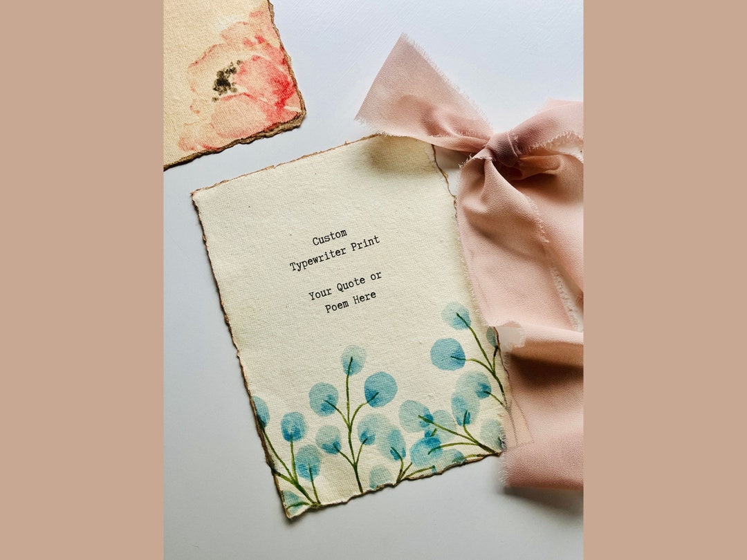 Handmade Floral Typewriter Print: Hand Typed 6x8 Type Written Note ...