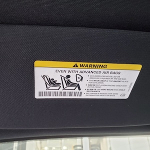 2020 2022 Dodge Challenger Sun Visor Warning Label BLACKOUTS - Etsy