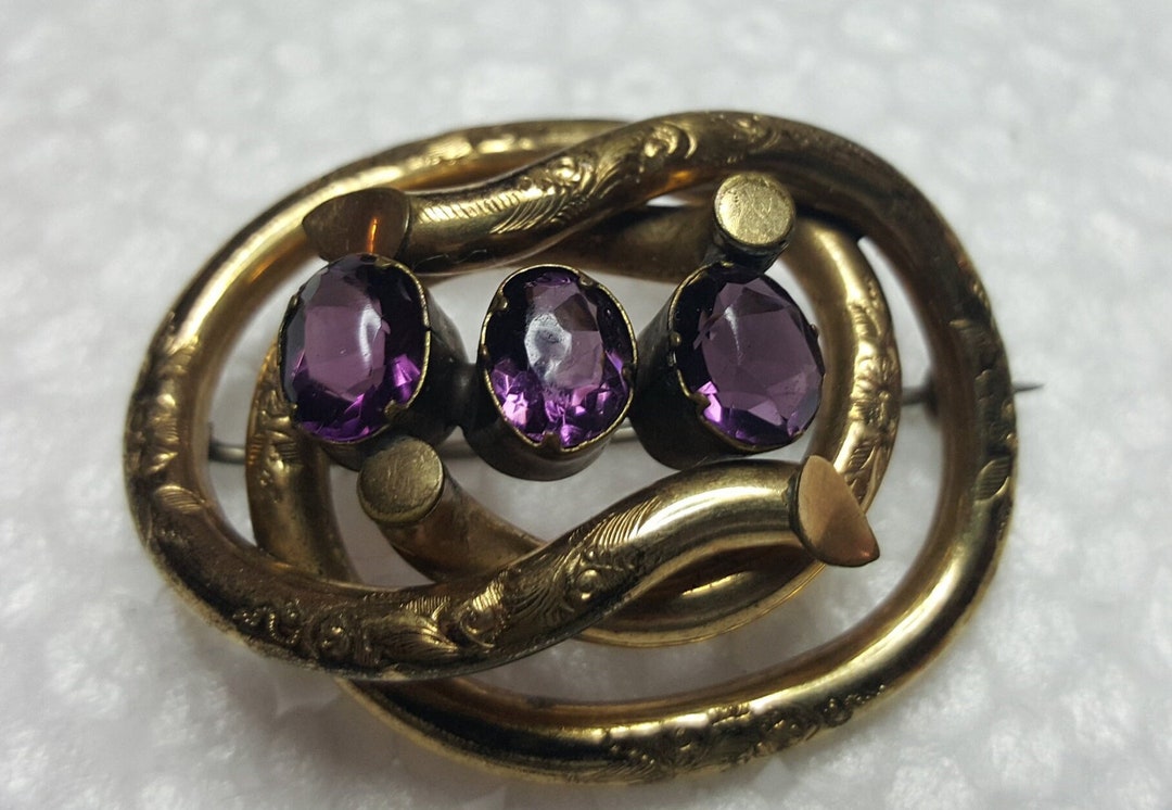 Beautiful Victorian Pinchbeck Brooch With 3 Amethysts. - Etsy