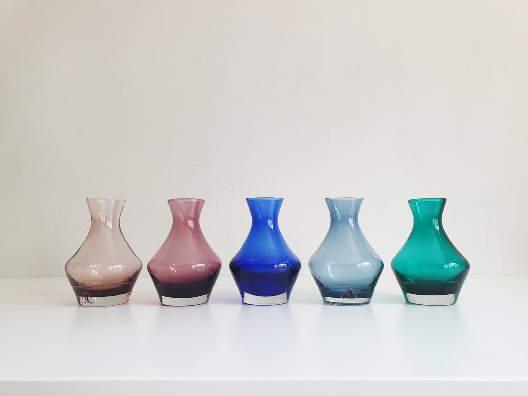 Riihimäki Finland, Glass Vases, Set of 5, Finnish Glass, Scandinavia ...