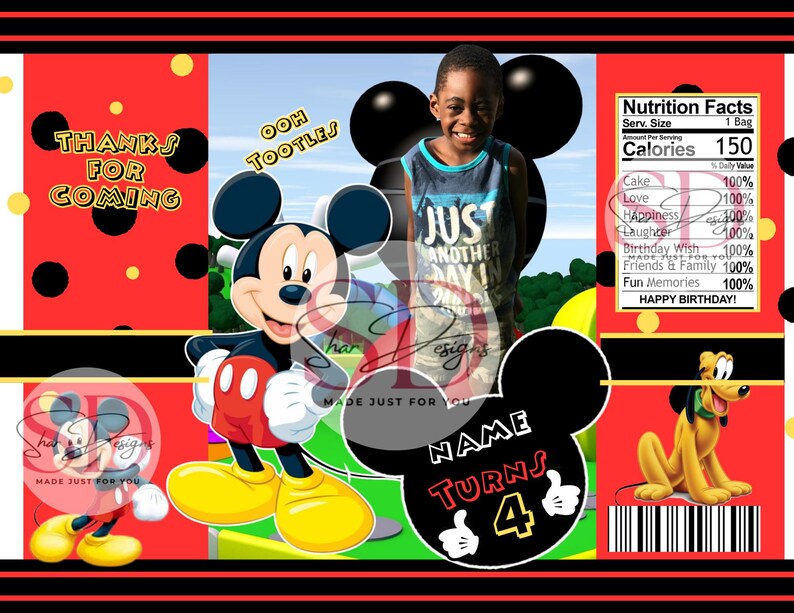 Mickey Inspired Party Favor Digital Editable Template - Etsy