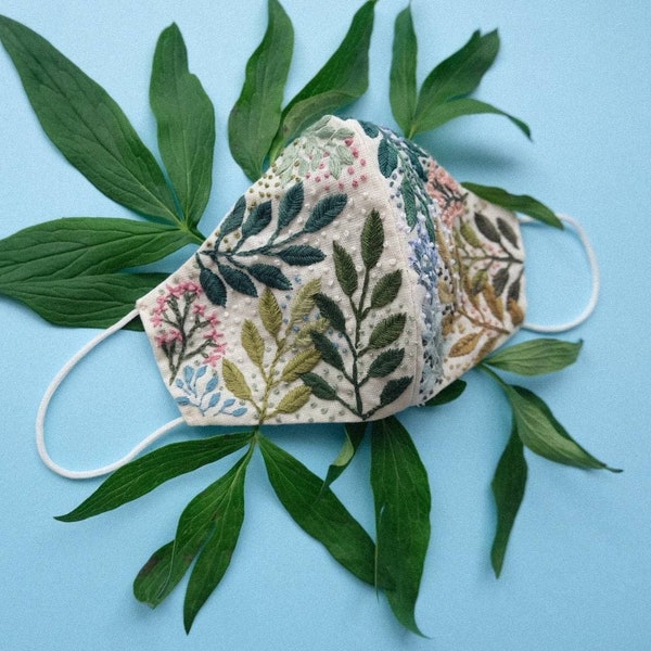 Embroidered Linen Mask - Etsy