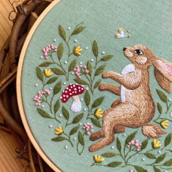 Rabbit Embroidery - Etsy