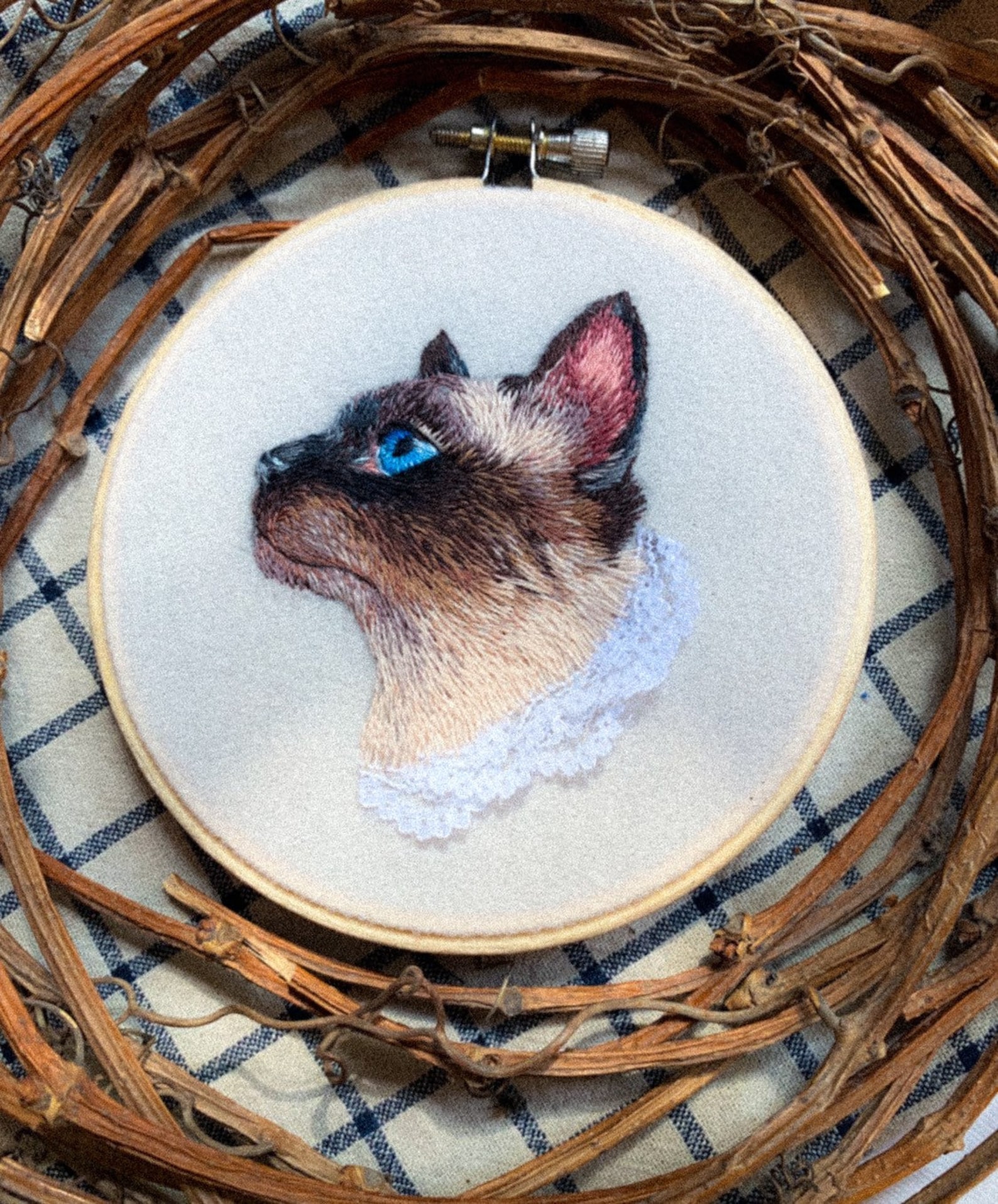 Custom pet embroidery portrait with lace pet embroidery | Etsy