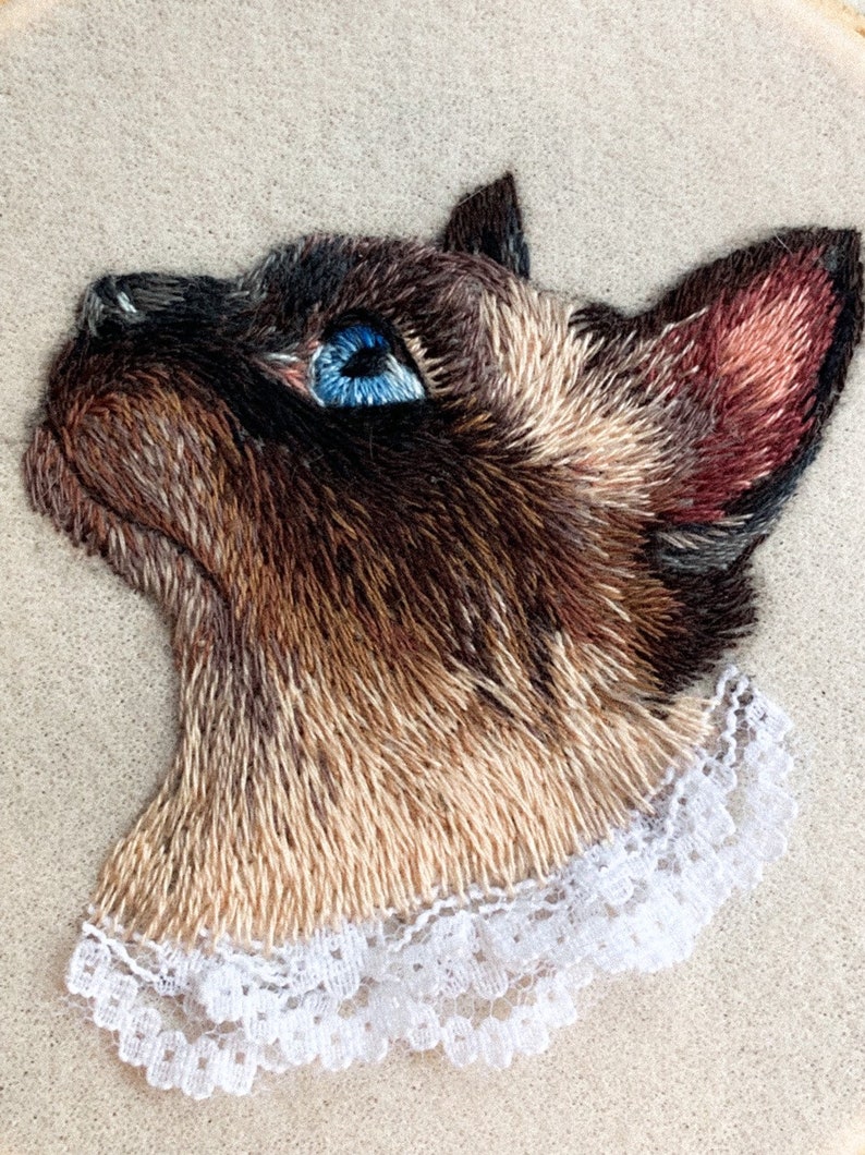 Custom pet embroidery portrait with lace pet embroidery | Etsy