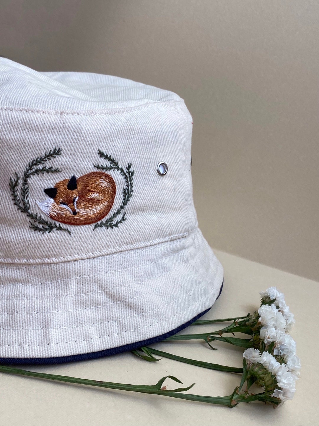 Hand Embroidered Bucket Hat, Fox Embroidery - Etsy