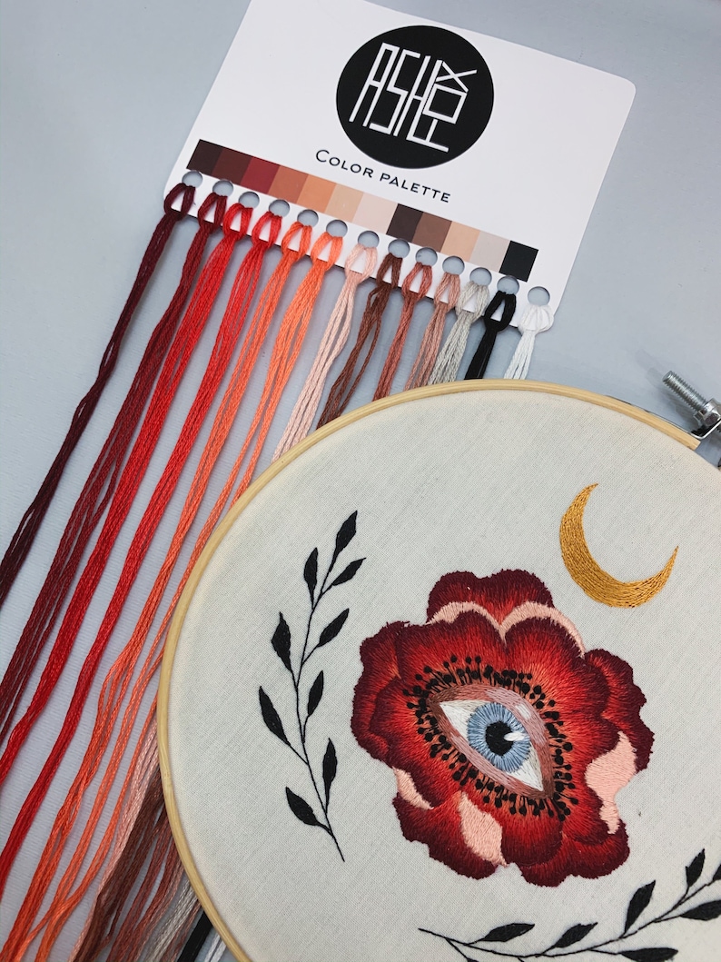 Flower Eye Embroidery Kit Beginner Embroidery Kit Flower - Etsy