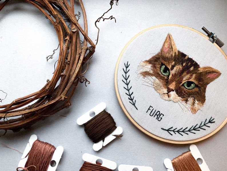 Custom pet embroidery portrait | Etsy