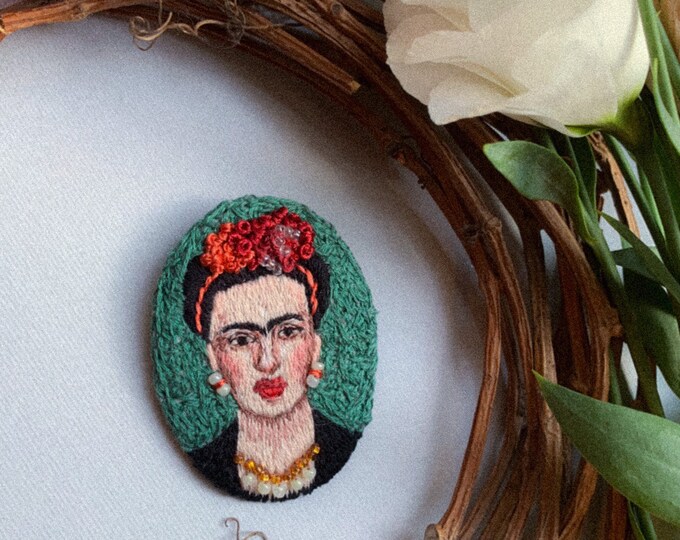 Frida Kahlo Brooch Hand Embroidery Frida Pin Gift for - Etsy