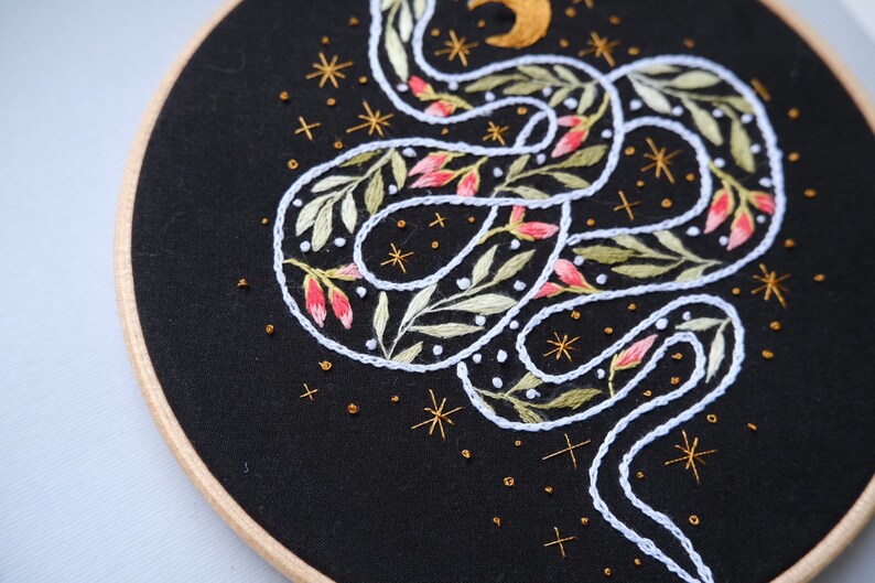 Flower Snake PDF Digital Embroidery Pattern Snake Pattern | Etsy