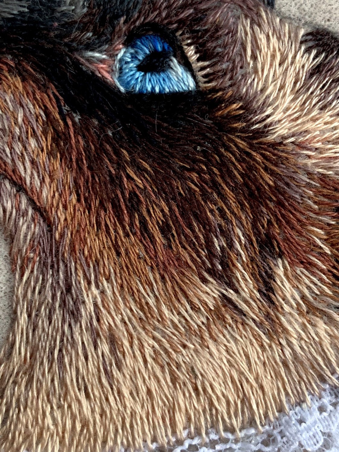 Custom pet embroidery portrait with lace pet embroidery | Etsy