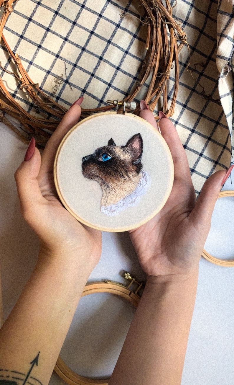 Custom pet embroidery portrait with lace pet embroidery | Etsy