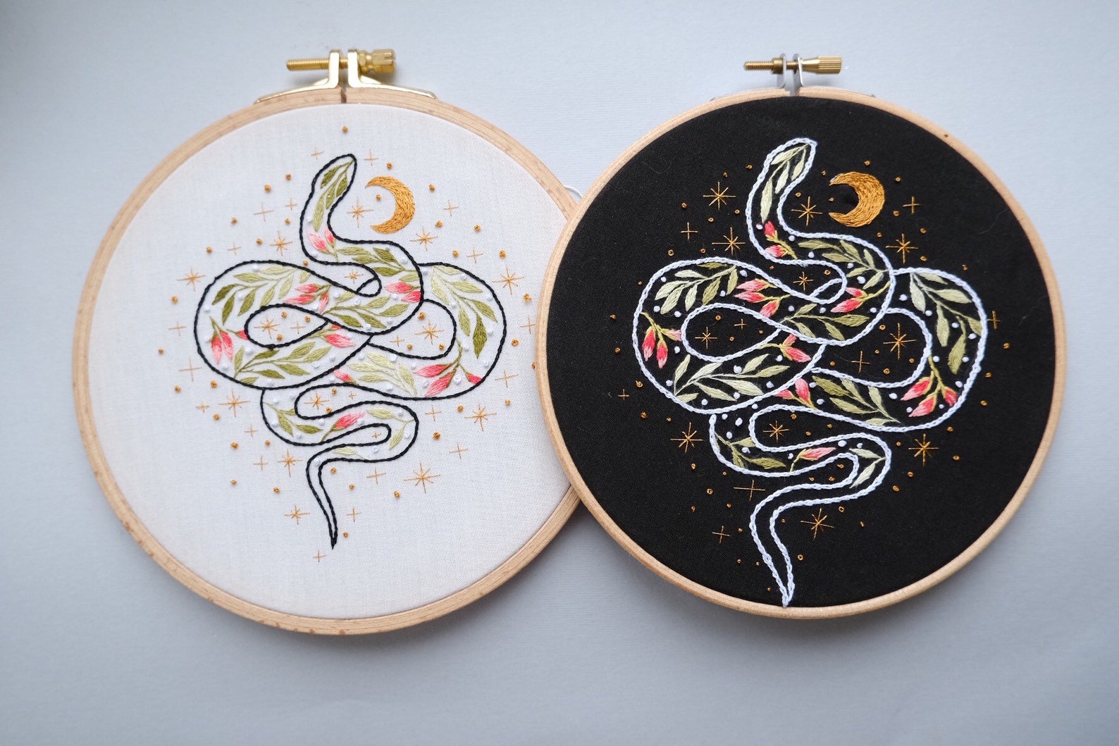 Flower Snake Embroidery Kit Beginner Embroidery Kit Snake - Etsy