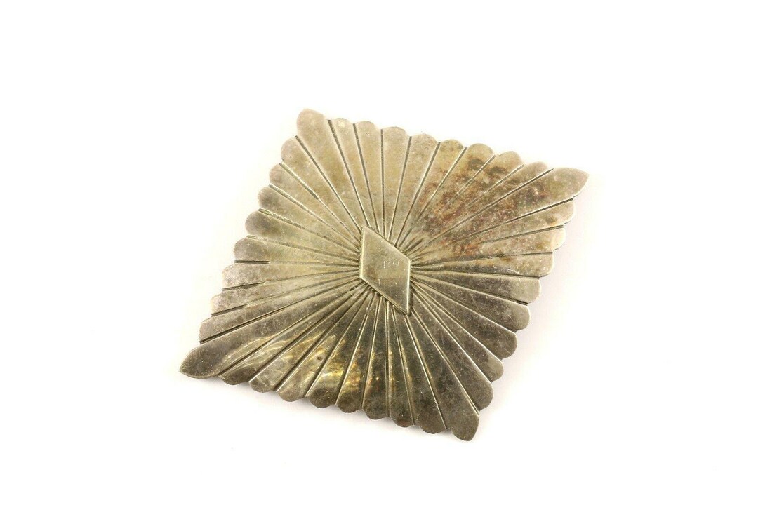 Vintage Large Rhombus Textured Design Pin/brooch Sterling 925 Silver Bb ...