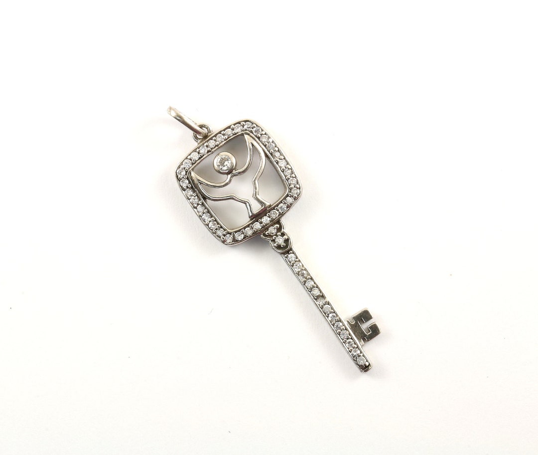 Vintage Beautiful Crystals Key Design Pendant Sterling 925 - Etsy