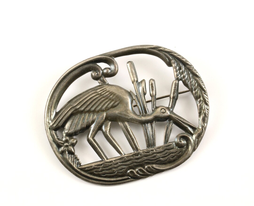 Vintage Beautiful Stork Bird Design Brooch Sterling 925 Silver - Etsy