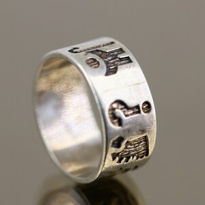 Vintage Size 10 Aztec Symbols Design Band Ring 925 Sterling RG 4079 - Etsy
