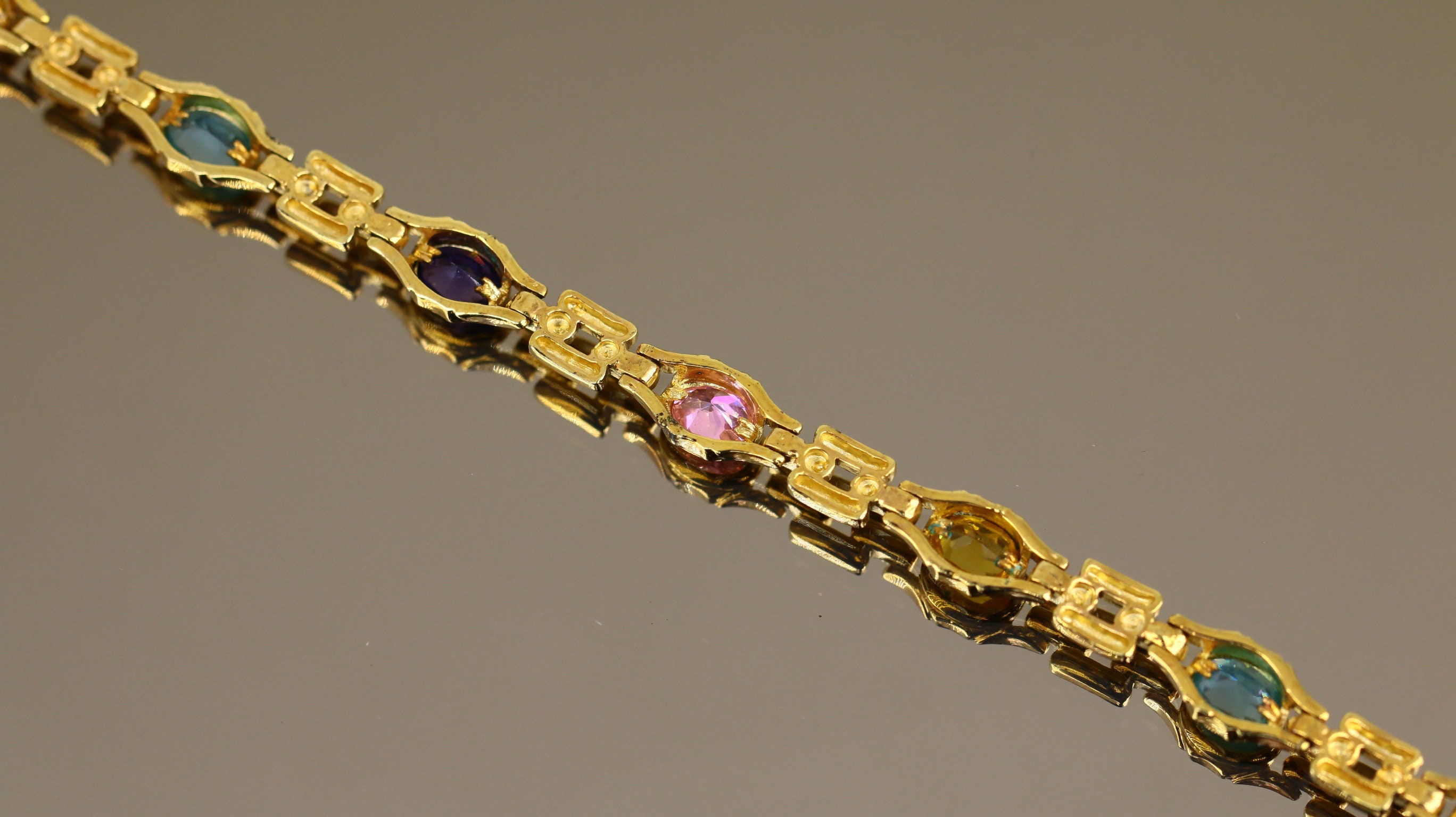 Vintage Sparkling Gold Plated Multi Color Crystals CZ Design - Etsy