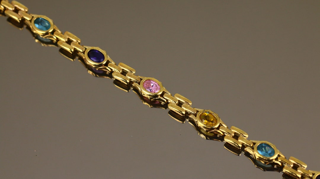 Vintage Sparkling Gold Plated Multi Color Crystals CZ Design - Etsy