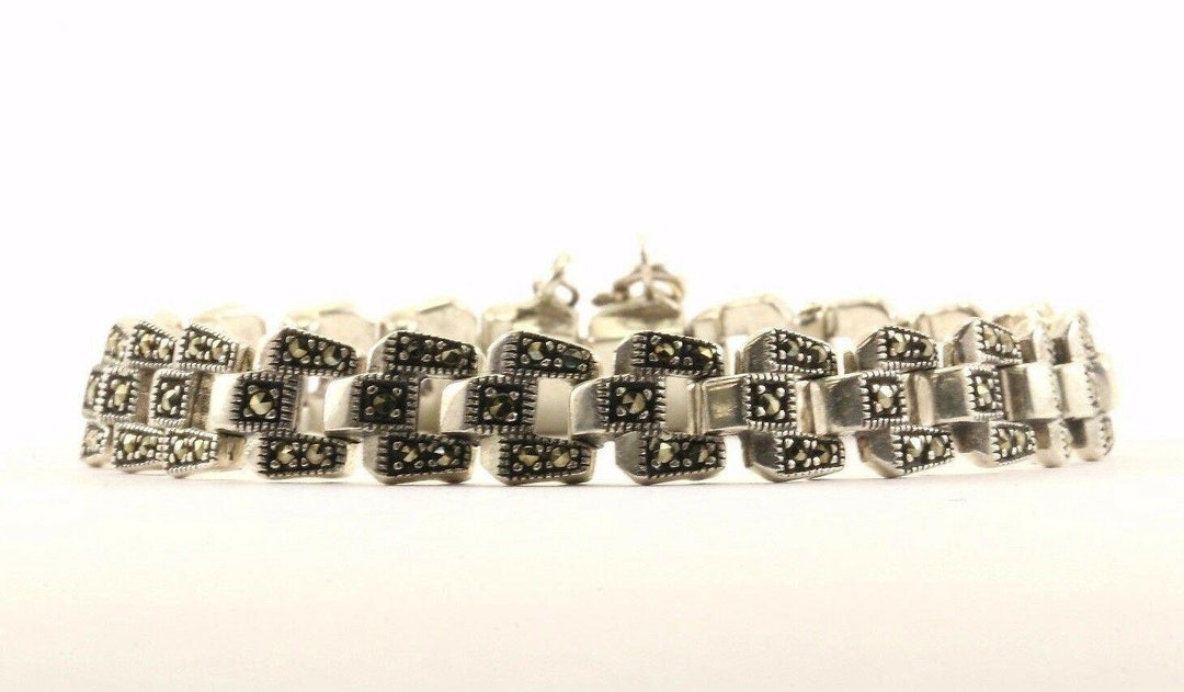 Vintage Panther Design Marcasite Bracelet Sterling 925 Silver - Etsy