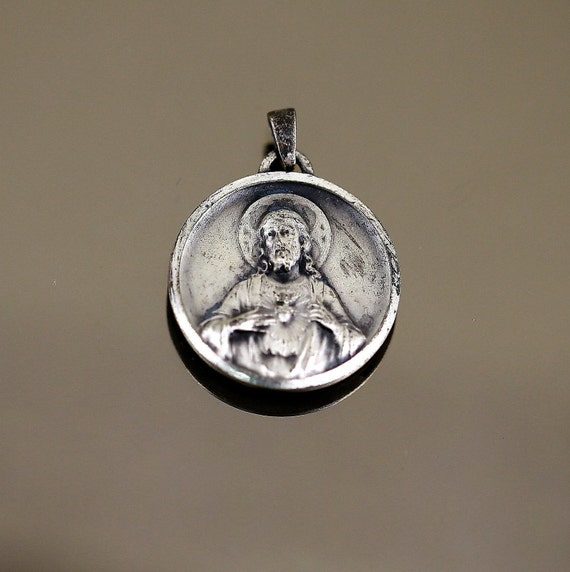 Vintage Flat Beautiful Round Icon God Jesus Two Sided… - Gem