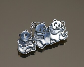 Panda Silver Brooch - Etsy