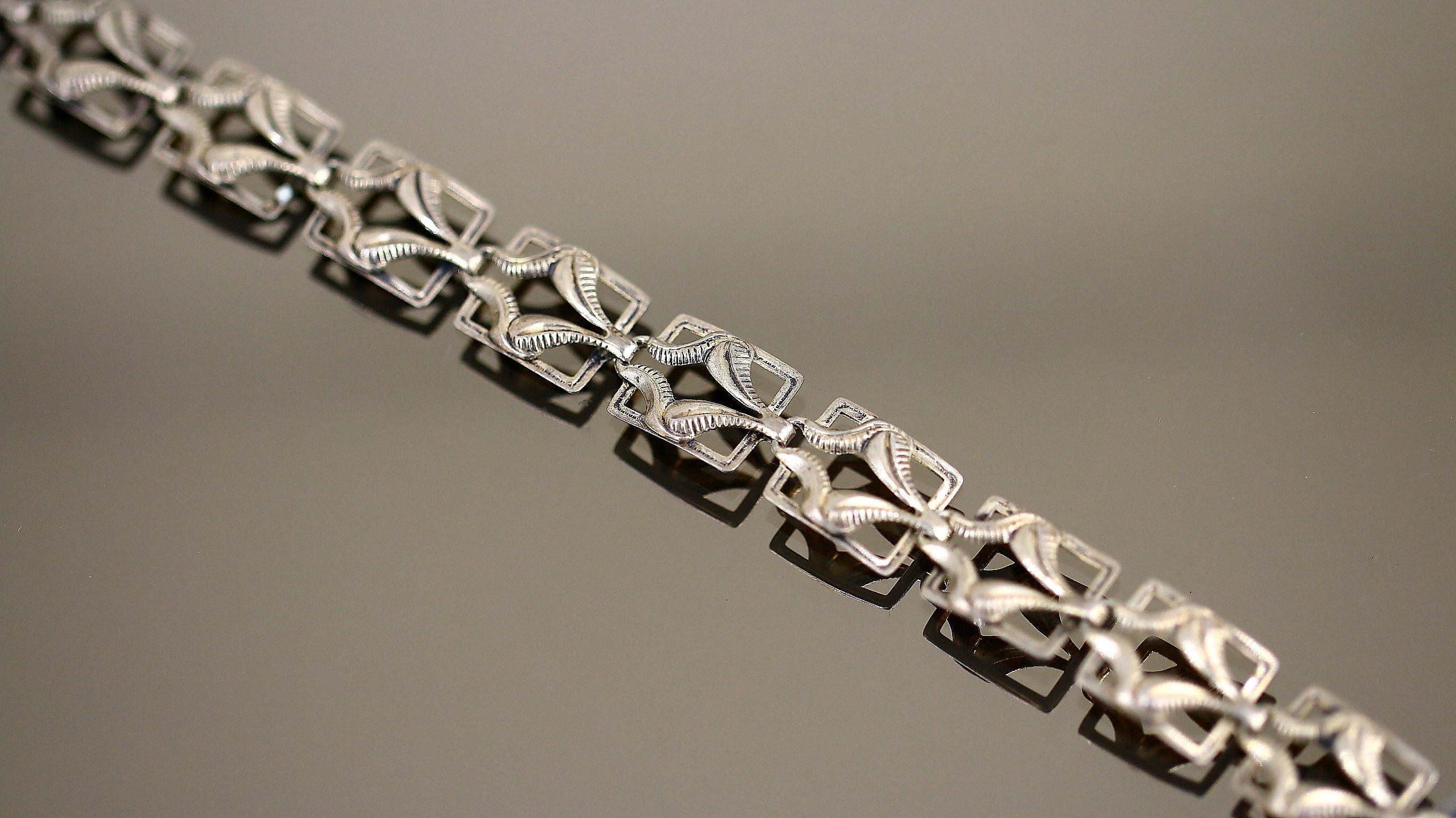Beautiful Vintage Filigree Chain Design Link Bracelet Sterling - Etsy