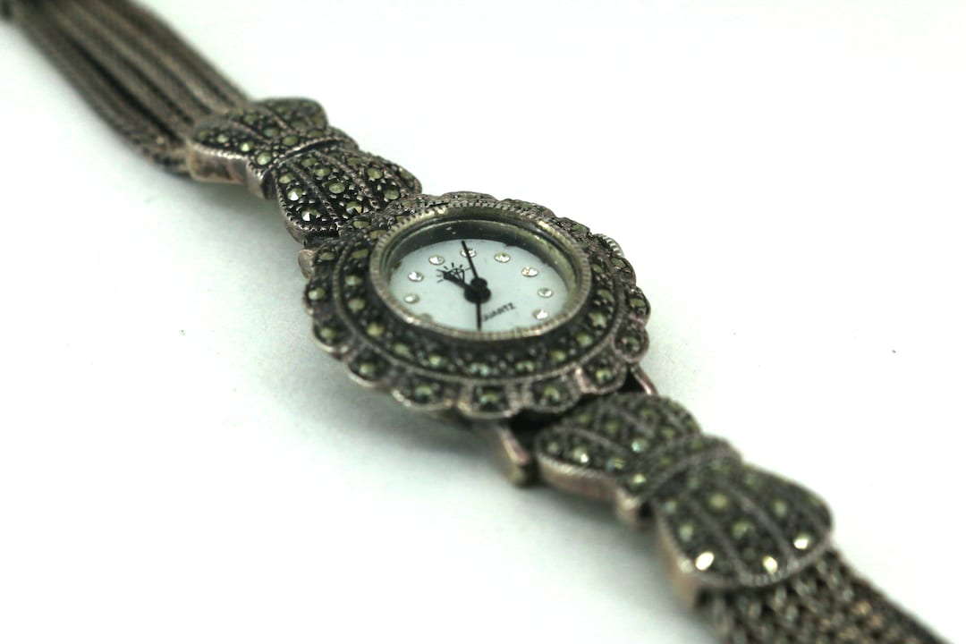 Vintage Marcasite Watch Sterling 925 Silver OT 247 - Etsy
