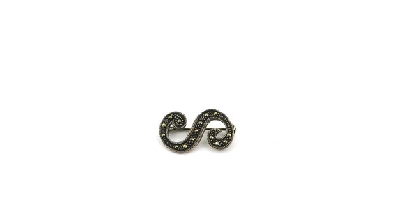 Vintage Small Letter S Scroll Shiny Marcasite Stones … - Gem
