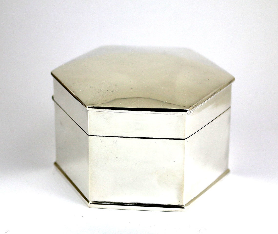 Vintage Hexagon Geometric Jewelry Case Box 925 Sterling Silver | Etsy