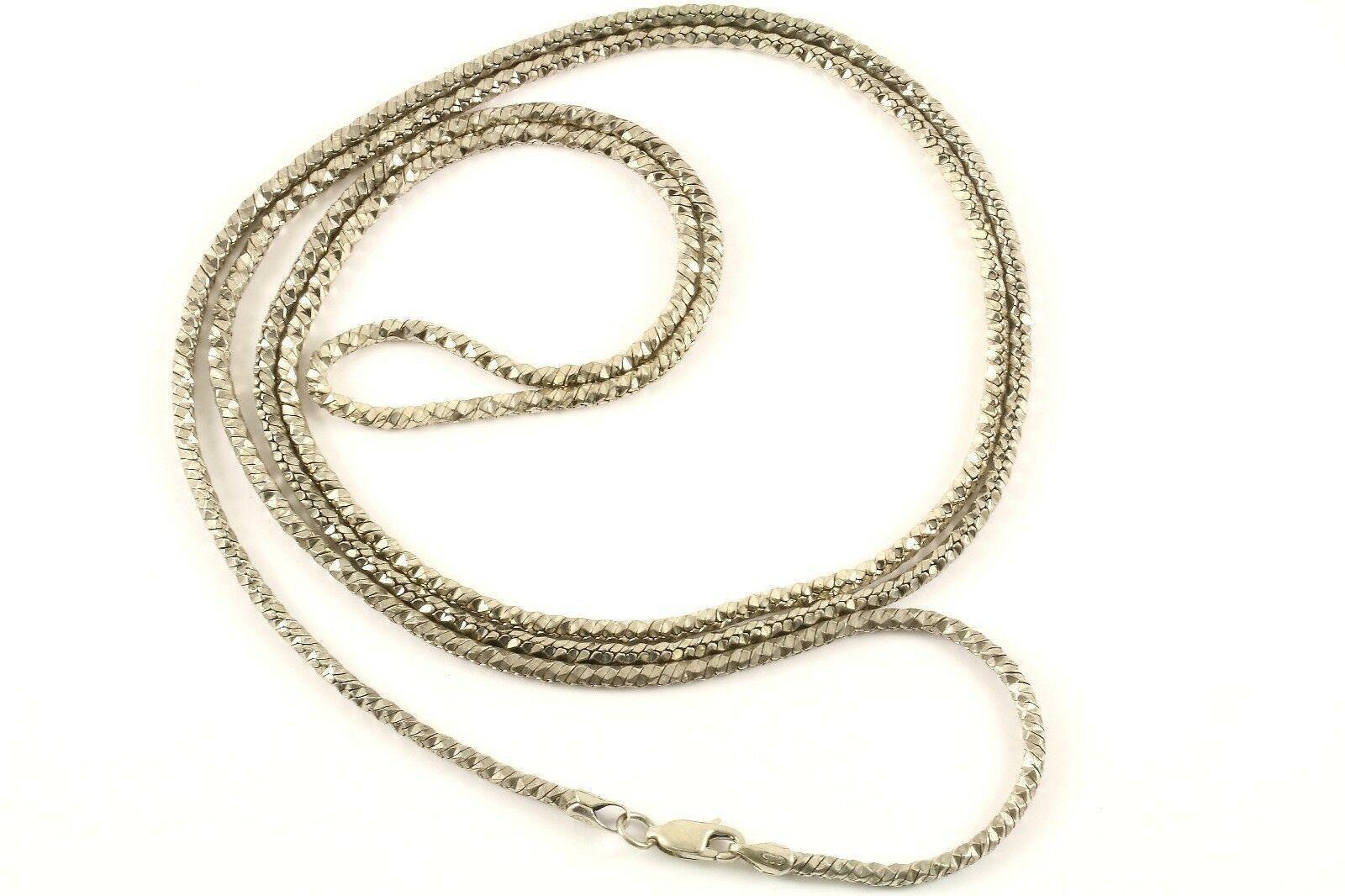 Vintage Diamond Cut Design Snake Chain Necklace 925 Sterling | Etsy