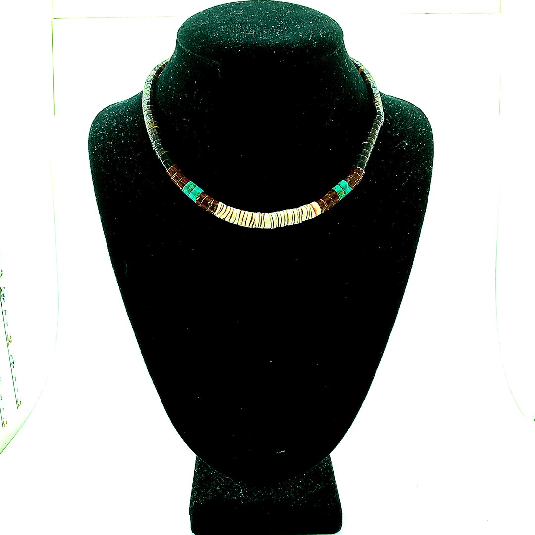 Vintage Turquoise Stone Neckless Tiger Eye Stone Necklace Shell Stone ...