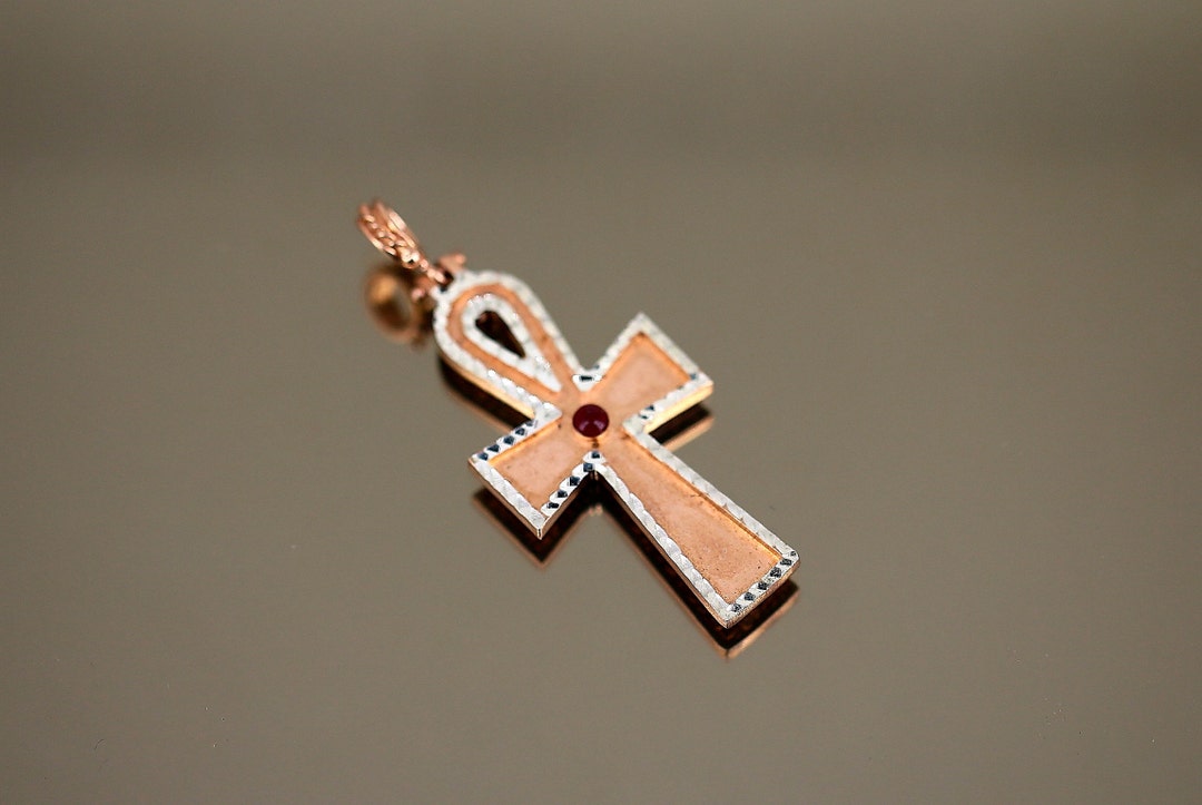 Vintage Long Simple Egypt Egyptian Cross Ankh Rose Gold Plated Design ...