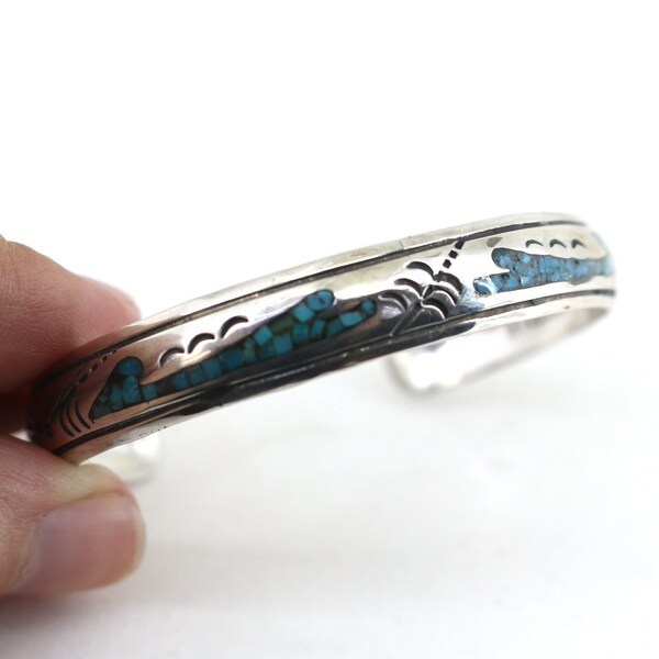 Turquoise Inlay Cuff Bracelet - Etsy