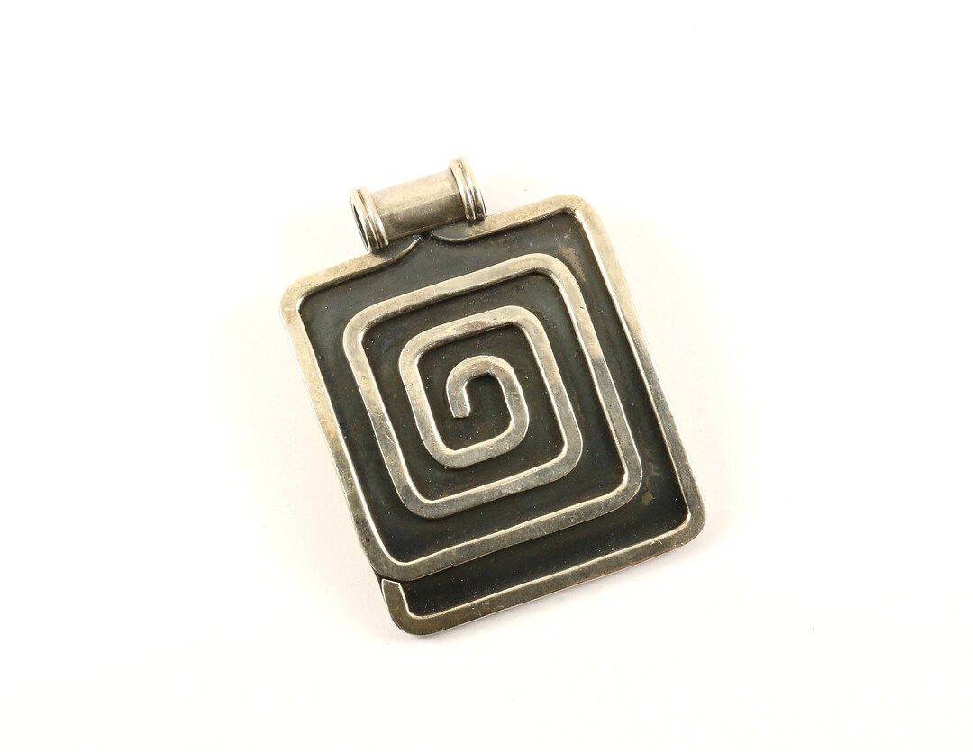 Vintage Large Maze Greek Key Design Pendant Sterling 925 Silver PD 2199 ...