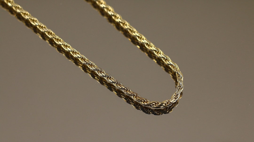 Vintage Beautiful Italy Gold Plated Long Rope Chain Design Necklace 925 ...