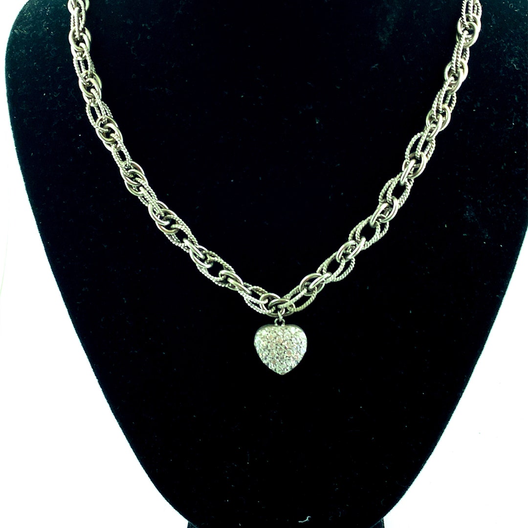 Vintage Neckless Heart Design Neckless Whyte Stones Design Necklace 925 ...
