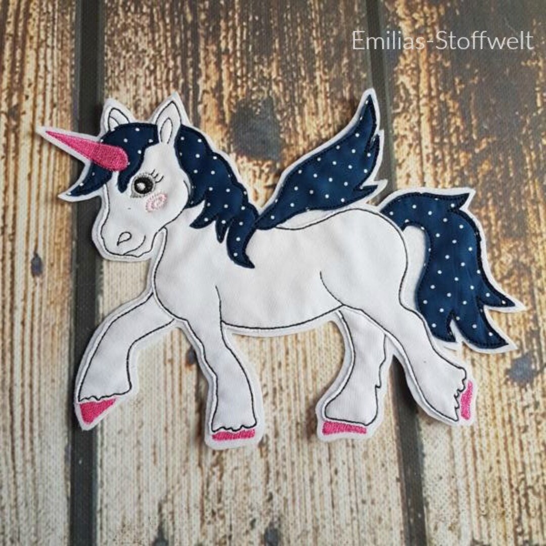 Pony Horse OR Unicorn or XL Unicorn Application Patch Blue Dotted - Etsy